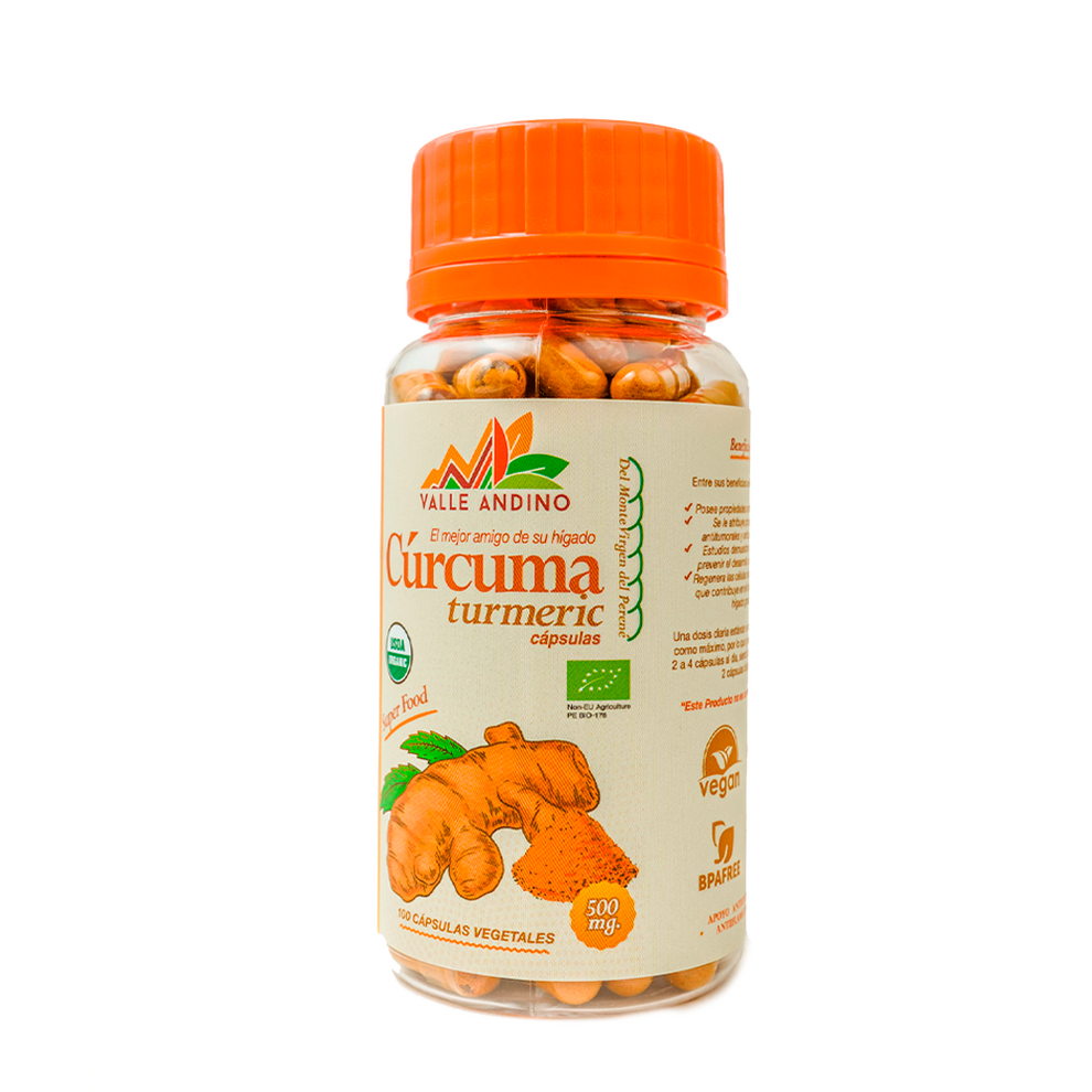 Cúrcuma activada orgánica en cápsula vegetal – Valle Andino